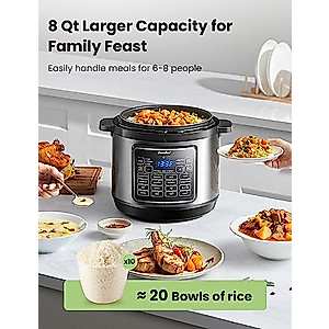 COMFEE’ 16 in 1 Electric Pressure Cooker Instant Multi Cooker Olla de Presion Non-Stick Pot Yogurt Maker Rice Cooker Slow Cooker Sauté Steamer 8 Quarts Stainless Steel