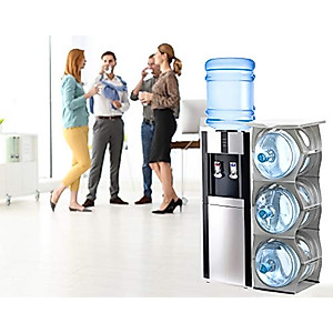 Stackable Water Bottle Storage Rack Best Water Jugs 5 Gallon Organizer. Jug Holder for Kitchen, Cabinet and Office Organizing. Reinforced Polypropylene (3 Plus Shelf, Black)