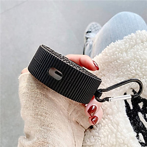 Ultra Thick Soft Silicone Case with Keychain Hook for Apple AirPods Pro Chocolate Cookie Biscuit Black Color 3D Food Cartoon Cool Fun Cute Lovely High Fashion Unique Creative Girls Kids