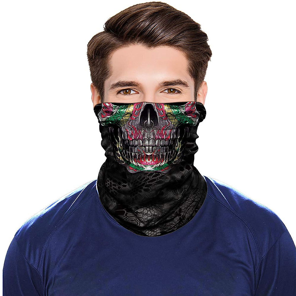 TERNNK Seamless Neck Gaiter Shield Scarf Bandana Face Mask Seamless UV Protection for Motorcycle Cycling Riding Running Headbands (A-01)