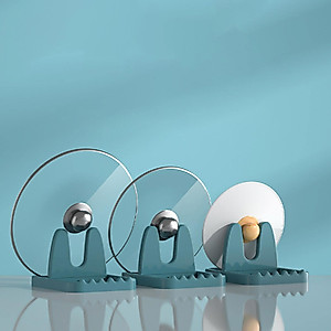 Spoon Rest Holder Foldable Lid Racks, Kitchen Countertop Organiser, Pan Covers Shelf, Kitchen Cutlery Pot Lid Holder Shelf for Forks, Blue