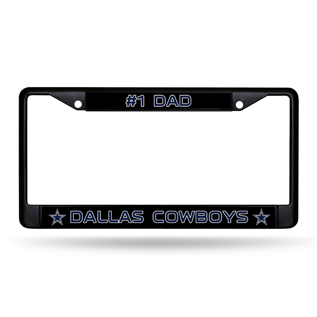 Rico Industries NFL Dallas Cowboys #1 DAD Black Chrome Frame 12" x 6" Car/Truck Auto Accessory