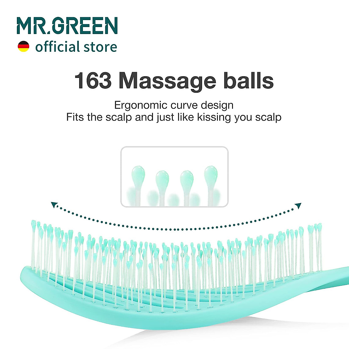 MR.GREEN Hollow Out Hair Brush Scalp Massage Combs Hair Styling Detangler Fast Blow Drying Detangling Tool For Wet Dry Curly Hair (Green)