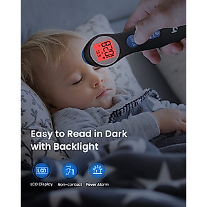 Forehead Thermometer for Adults and Kids, Digital Infrared Thermometer for Baby, Infants and Toddlers, Touchless Thermometer with Fever 3 Color Alarm, FSA HSA Eligible,1s Fast Reading, Accurate
