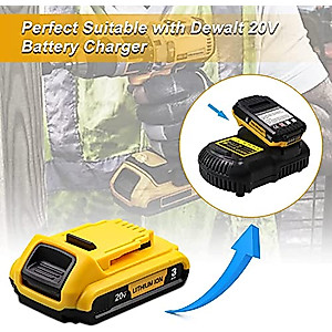 Zuliati Upgraded Compact DCB203 3.0Ah Lithium Battery Replacement for Dewalt 20V Battery DCB206 DCB207 DCB204 DCB201 Compatible with Dewalt 20V MAX Battery DCD/DCF/DCG/DCS Series Power Tools