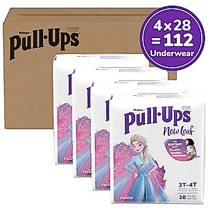 Pull-Ups New Leaf Girls' Disney Frozen Potty Training Pants, 3T-4T (32-40 lbs), 112 Ct (4 packs of 28), Packaging May Vary