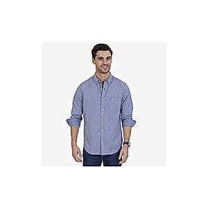 Nautica Men Classic Fit Stretch Solid Long Sleeve Button Down Shirt, Indigo, X-Large