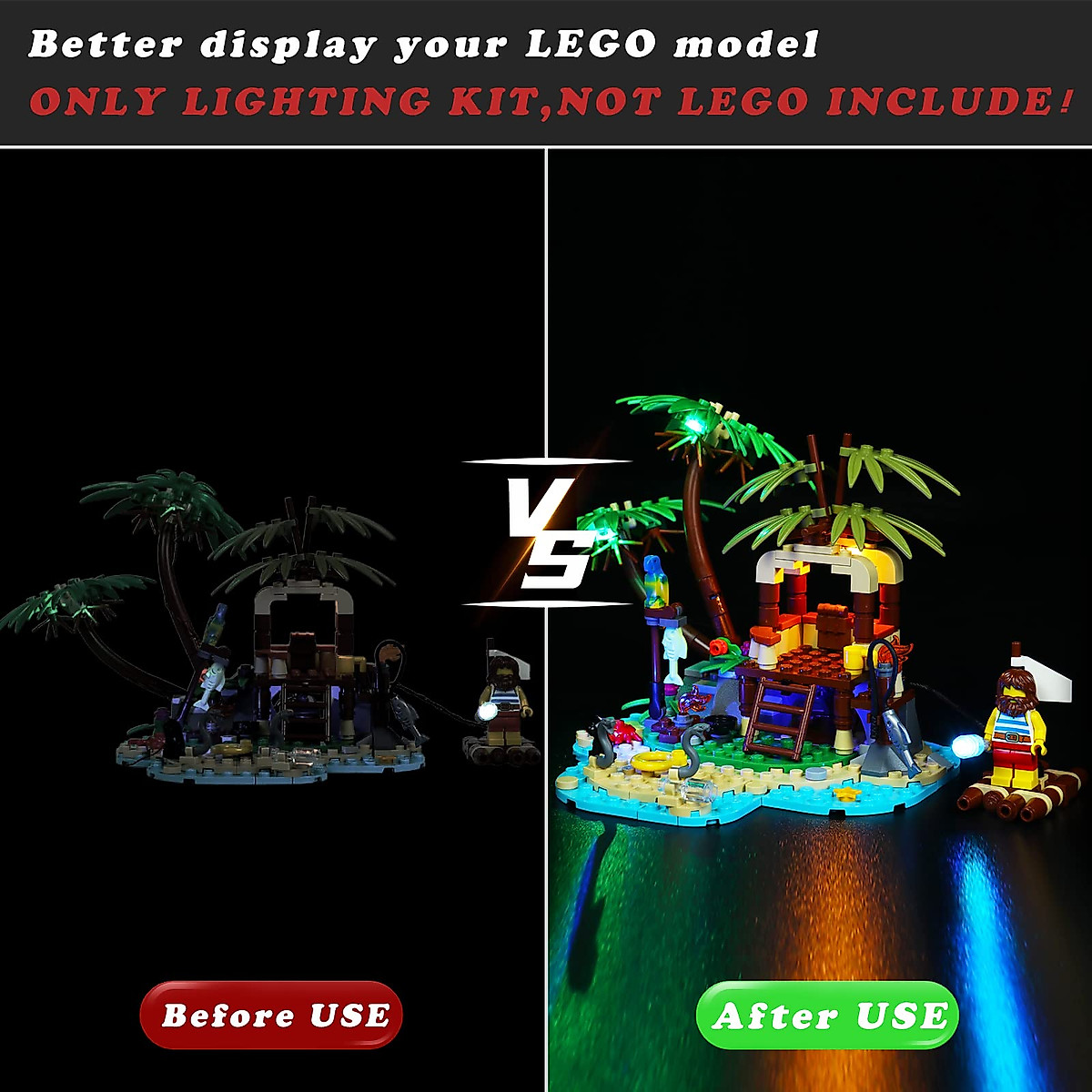 Xunsan LED Light Kit for Lego Ray The Castaway 40566 Building Blocks, Lighting Kit Designed for Lego 40566 Set, Standard Version - NOT Included Lego Model