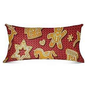 Gingerbread Cookies Christmas Pillowcase for Hair and Skin Body Pillow Cover Long Body Pillowcase 20"X 54" Fluffy Pillow Case with Zipper for Sleeping