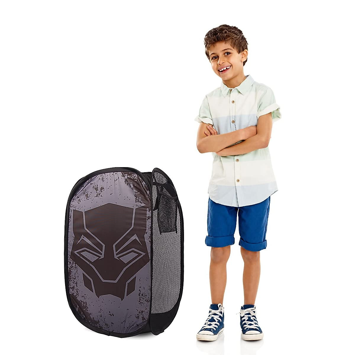 TheAvengers Black Panther Pop Up Hamper with Durable Carry Handles, 21 inch H x 13.5 inches W X 13.5 inches L