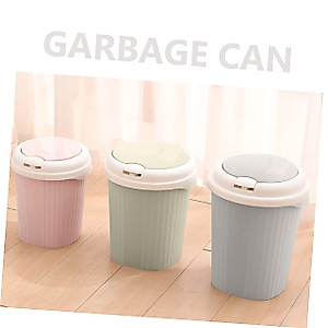 Cabilock Garbage can Rubbish Bins with lids Mini Desktop Trash bin Kitchen Waste Bins Garbage Container Plastic Garbage Bins Retro Waste Bin Spring Trash can Office Laundry Basket pp Indoor