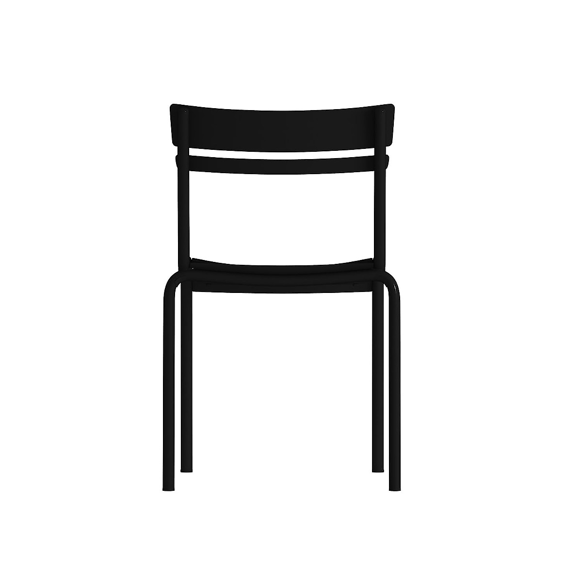 Flash Furniture Nash Commercial Grade Steel Stack Chair, Indoor-Outdoor Armless Chair with 2 Slat Back, Set of 4, Black