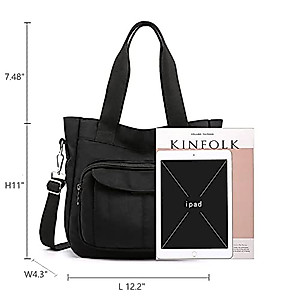 Blostirno Women&#039;s Casual Tote Shoulder Crossbody Bag Large Capacity Nylon Top Handle Daily Handbag Purse Work Bags Black