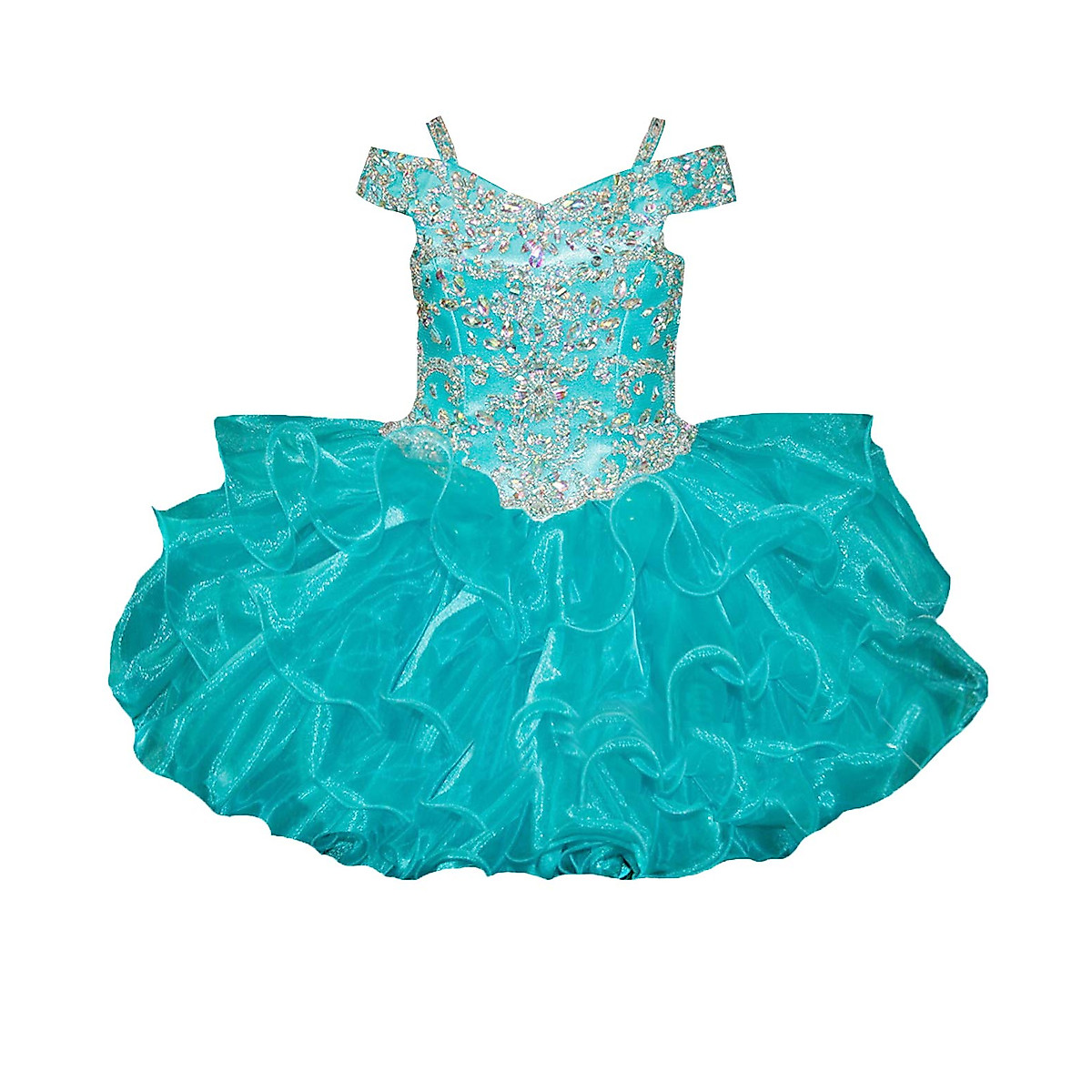 M_RAC Baby Girl's Crystal Off The Shoulder Glitz Cupcake Pageant Dresses Toddler Short Birthday Party Gowns Pink 3