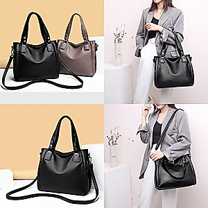 TarsaMult Hobo Bags for Women Soft Faux Leather Shoulder Crossbody Ladies Purses and Handbags Fashion Large Bucket Tote Bag(6071 Black)