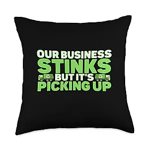 Our Business Stinks But It's Picking Up Garbage Truck Driver Throw Pillow