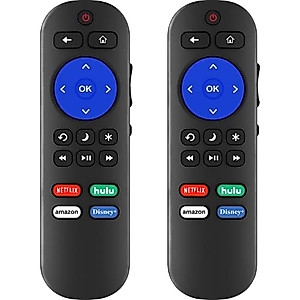 Pack of 2 Remote Compatible with Hisense Roku TV Remote with Netflix, Disney, Hulu, Amazon Buttons, Remote for 32 40 43 50 55 58 65 75 inch Hisense 4K UDH QLED LED HDR Smart Roku TV, No Setup Required