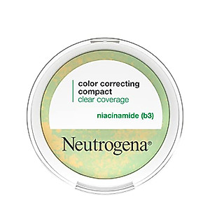 Neutrogena Clear Coverage Color Correcting Powder Makeup Compact, Mattifying CC Powder with Niacinamide & Green & Yellow Powders to Even Tone, Brighten, & Control Shine, Oil-Free, 0.38 oz