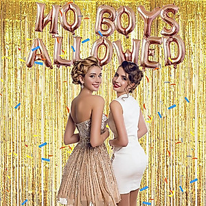 AnnoDeel 16inch NO BOYS ALLOWED Foil Balloons Banner,Rose Gold Letter Mylar Balloon for Women Bride Bacheloretter Banner Party Decoration