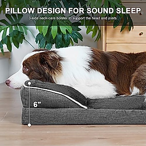DogBaby Dog Beds for Large Medium Dogs, Washable Medium Dog Bed, Dog Couch Bed for Comfortable Sleep, Orthopedic Egg Foam Bolster Dog Bed with Removable Washable Cover and Nonskid Bottom, Pet Bed