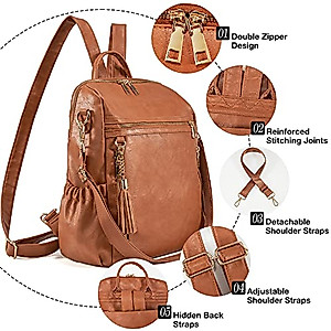 FUDYNMALC Backpack Purses for Women, Fashion Multipurpose Design Handbags and Shoulder Bag, Convertible PU Leather Travel Bag