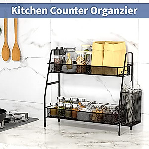 EKNITEY Bathroom Countertop Organizer Shelf - 2 Tier Counter Spice Rack Metal Makeup Rack Small Perfume Organizer for Sink/Bedroom/Living room/Kitchen/Office