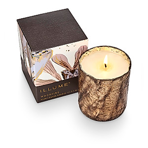 ILLUME Noble Holiday Woodfire Large Crackle Glass Candle