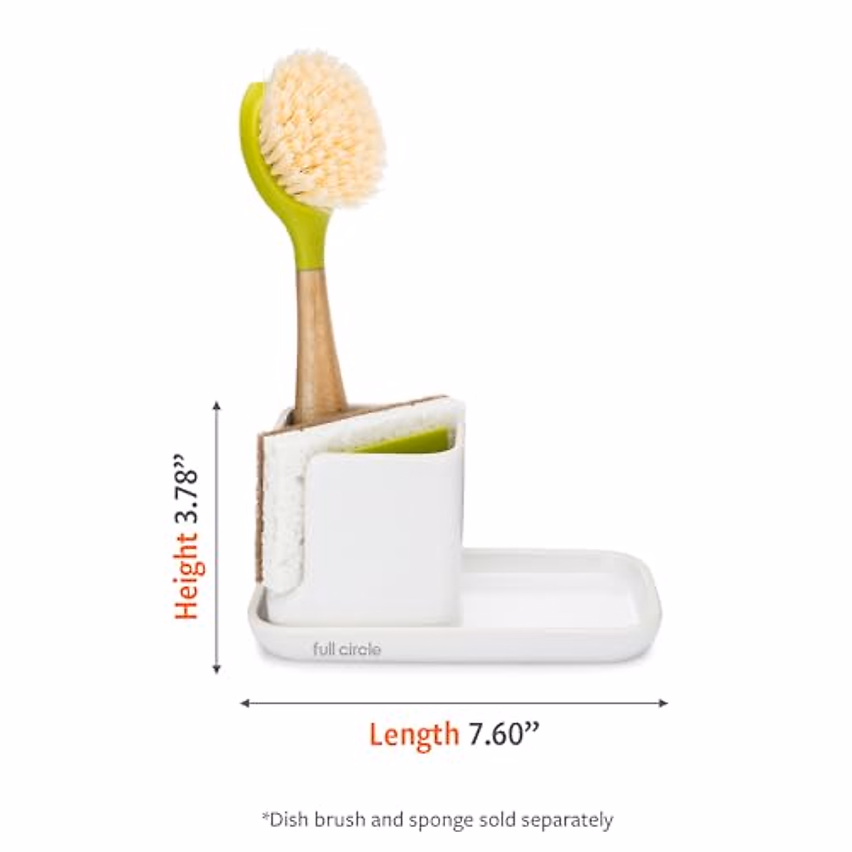 Full Circle Stash Ceramic Sink Caddy and Organizer, Green and White