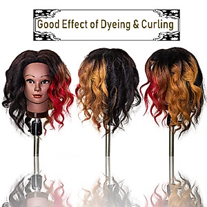 MILLYSHINE Mannequin Head With Human Hair,16",Braiding Styling Doll Head,Beauty School Manikin Head,Curling Dyeing Hairdresser Practice Training Head