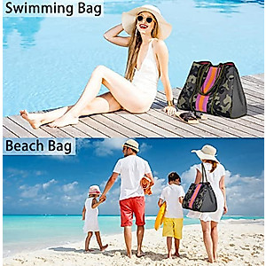 IBFUN Neoprene Large Beach Bag for Women Pool Gym Travel Tote Bag