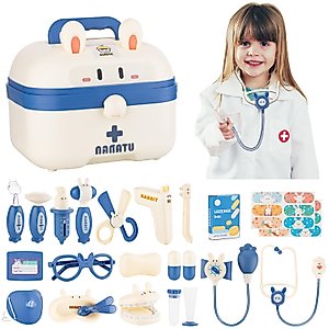 GUEETIC Doctor Kit for Toddlers 3-5 Pretend Play Educational Doctor Toys, Medical Kit with Stethoscope, Doctor Play set for Dentist Doctor, Role Play Toys for 3 4 5 6 years Old Girls Boys Toddler Gift