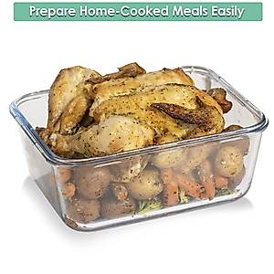 Large Glass Food Storage Container - Baking Containers with Hinged Locking Lids. 100% Leak Proof. 12 Cups / 3000 ml