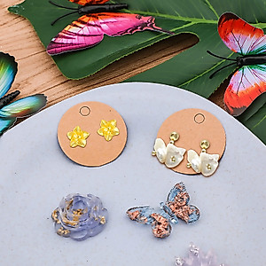 SAVITA 50 Pieces Paper Stud Earrings with 50 Bags Self-Adhesive Ear Studs Cards for DIY Earring Jewellery Display (Brown)