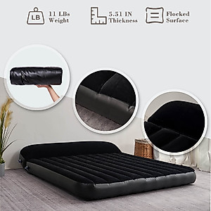 DIMAR GARDEN Queen Size Camping Air Mattress Inflatable Bed Blow Up Mattresses with Pillow,Black