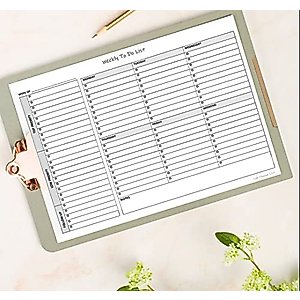Weekly TO DO List Notepad, 50 Page Task Planner Pad w/ Daily Checklist, Priority ToDo Checkbox & Note Sections. Desk Notebook Pad to Organize Office. 11 X 8.5, A4 Sheets. Made in the USA.