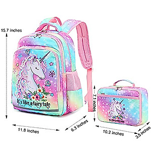 Girls Backpack for Kids School Bookbags Preschool Backpack with Lunch Box for Kindergarten Students