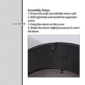 36 Inch Round Mirror,Gold Metal&Wood Frame Circle Mirror,Bathroom Mirrors for Over Sink,Wall Mirror for Living Room, Bathroom,Vantiy,Gold Circle Mirror