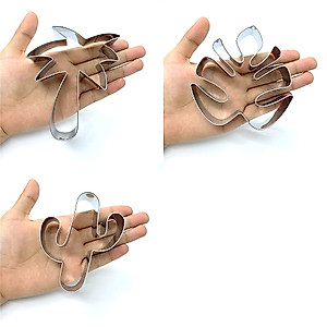 LILIAO Tropical Flamingo Cookie Cutter Set - 3 Piece - Palm Tree, Cactus and Tropical Monstera Leaf Biscuit Fondant Cutters - Stainless Steel