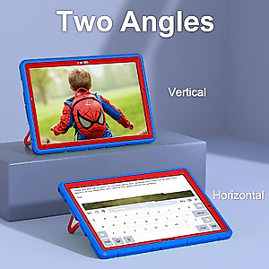 Auizotl Case for Samsung Galaxy Tab A8 10.5 Case for Galaxy Tab A8 Case with Kickstand 3 Layer Rugged Military Grade Shockproof 10.5 inch Cover (SM-X200/X205/X207), Blue Red