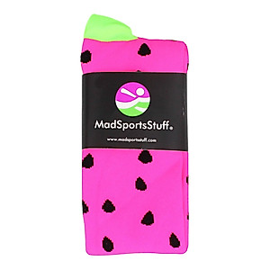 MadSportsStuff Neon Watermelon Over The Calf Socks (Neon Pink/Neon Green, Small)