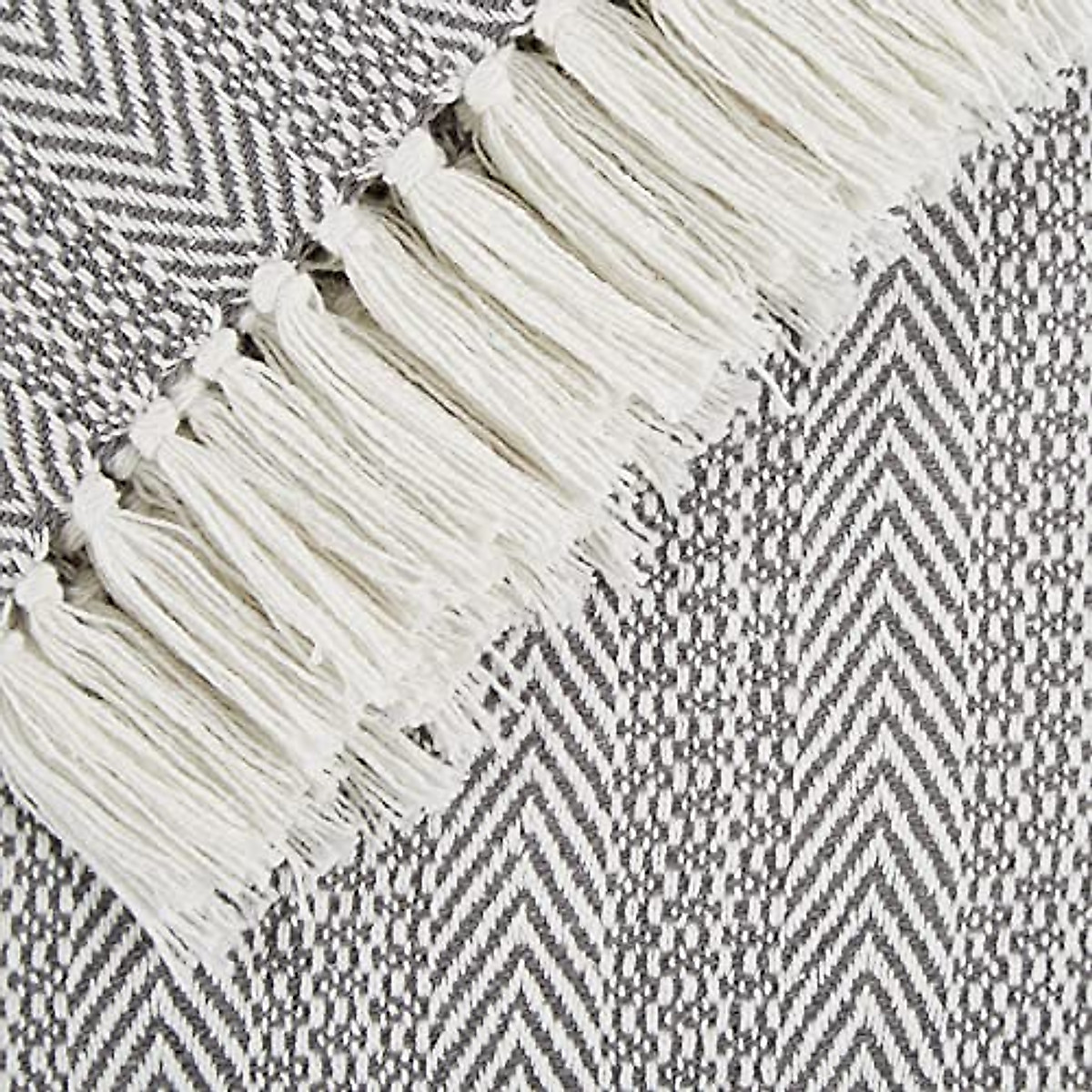 DII Herringbone Striped Collection Cotton Throw Blanket, 50x60, Gray