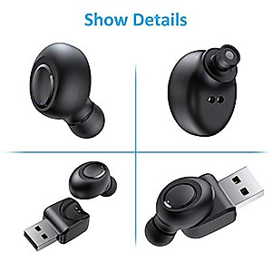 LEZII Single Bluetooth Earbud, Mini Invisible Wireless Headset, in Ear Headphones, Sport Earpiece with Mic, Magnetic USB Charging for Car Vehicle Business, Waterproof Earphones for Samsung iPhone