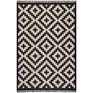 nuLOOM CTTR09A-406 Annalise Modern Aztec Indoor/Outdoor Area Rug, 4' x 6', Black Restaurant