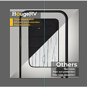 BougeRV RV Door Shade Cover, Foldable RV Sun Shade Windshield Blackout Shower Curtains Coverage RV Accessories Fits for Most RV Interior Door Window Oxford Materials Black (25" X 16")