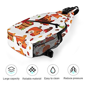 MoBlinko Sling Bag Cute Autumn Gnome Pumpkin Women Men Crossbody Bag Happy Fall Y'all Adjustable Sling Backpack Chest Bag for Hiking