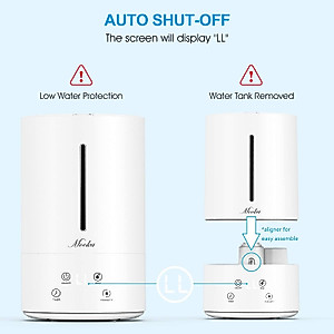 Mooka Humidifier, 4.5L(1.2Gal) Cool Mist Humidifier, Top Fill Cool Mist Humidifier for Bedroom, Large Room, Quiet Operation, 13-40 Hours, Auto Shut-Off Product Name