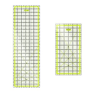 Arteza Quilting Ruler and Quilting Ruler Laser Cut Acrylic Quilters' Ruler with Patented Double Colored Grid Lines for Easy Precision Cutting