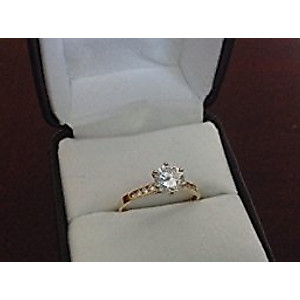 14k Yellow Gold Solid Wedding Engagement Ring - Size 7