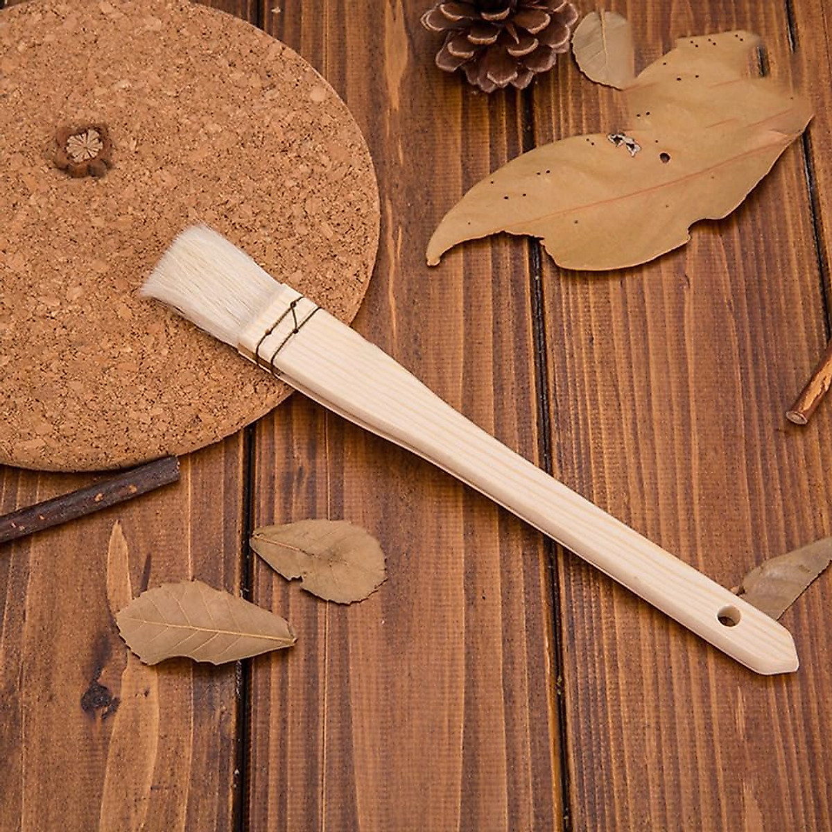 Alminionary 4Pcs Pastry Brushes Basting Oil Brush with Boar Bristles and Hardwood Handles BBQ Cooking Baking Brush for Spreading Butter, Egg Liquid to Pastries, Dessert, Bread Dough