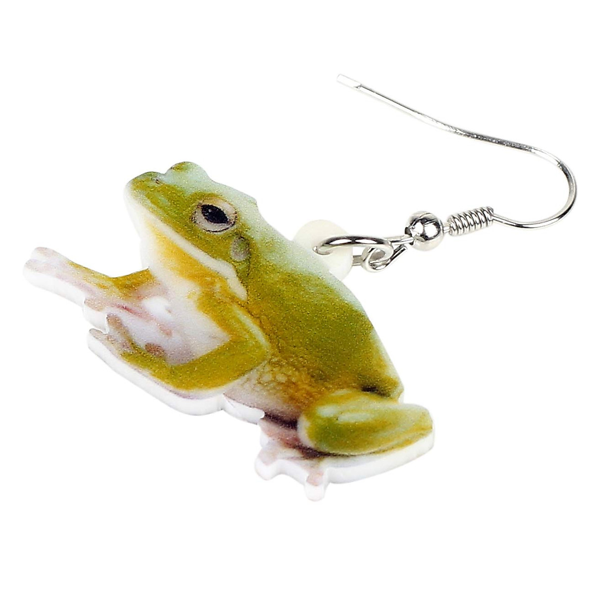 DUOWEI Cute Sitting Frog Earrings Acrylic Drop Dangle Jewelry for Women Aesthetic Gifts (Yellow)